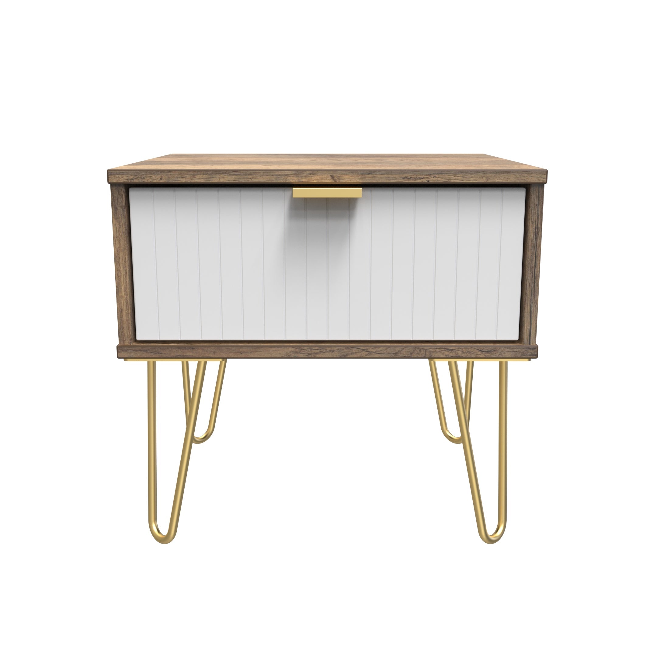 Linear Bedside Table White & Oak 1 Drawer 45cm only 204.0 – Cherry Lane