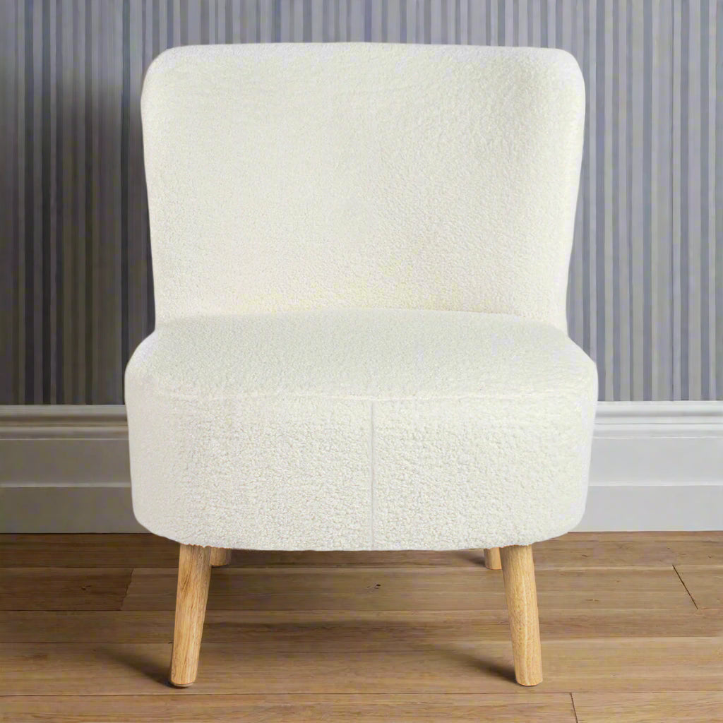 Teddy Dining Chair Wood & Fabric White by Hamilton McBride – Cherry Lane