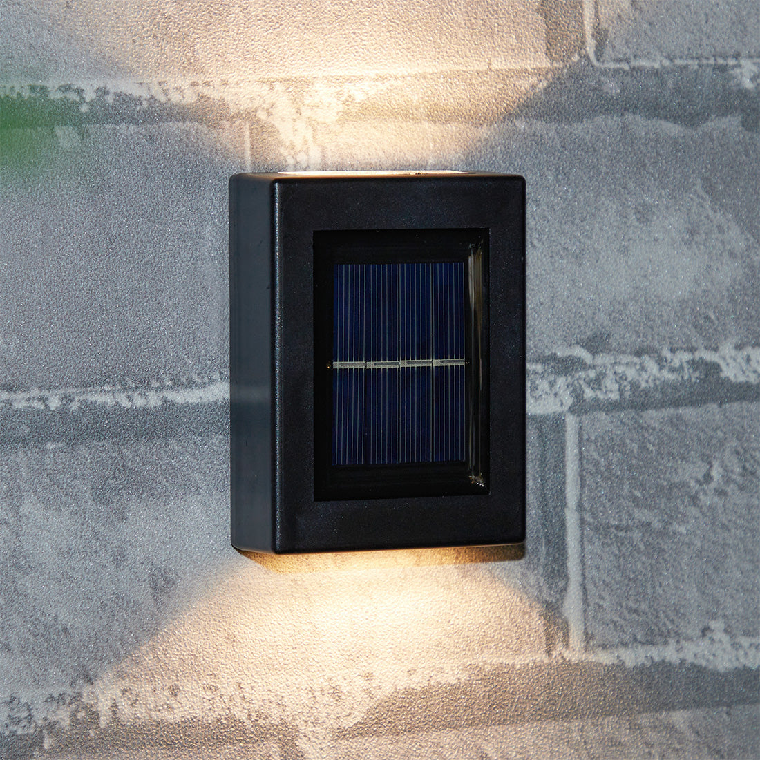 2 Pack Black Contemporary Solar Garden Wall Light 4 Warm White LED ...