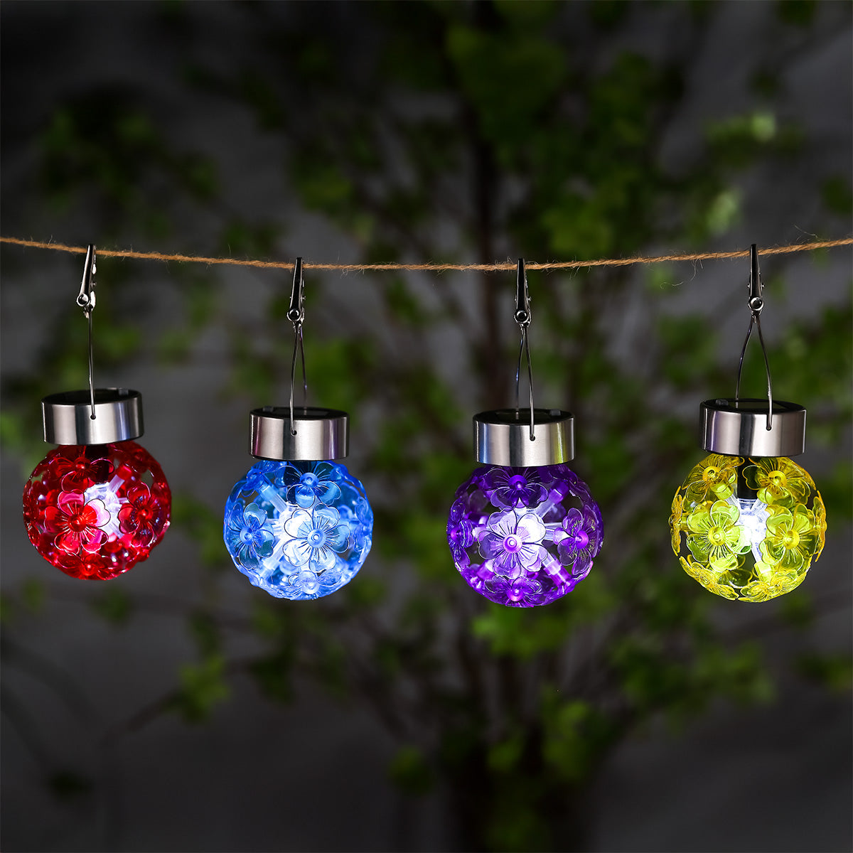 Floral Globe Solar Garden Lantern Decoration White LED - 12.5cm by Bri ...