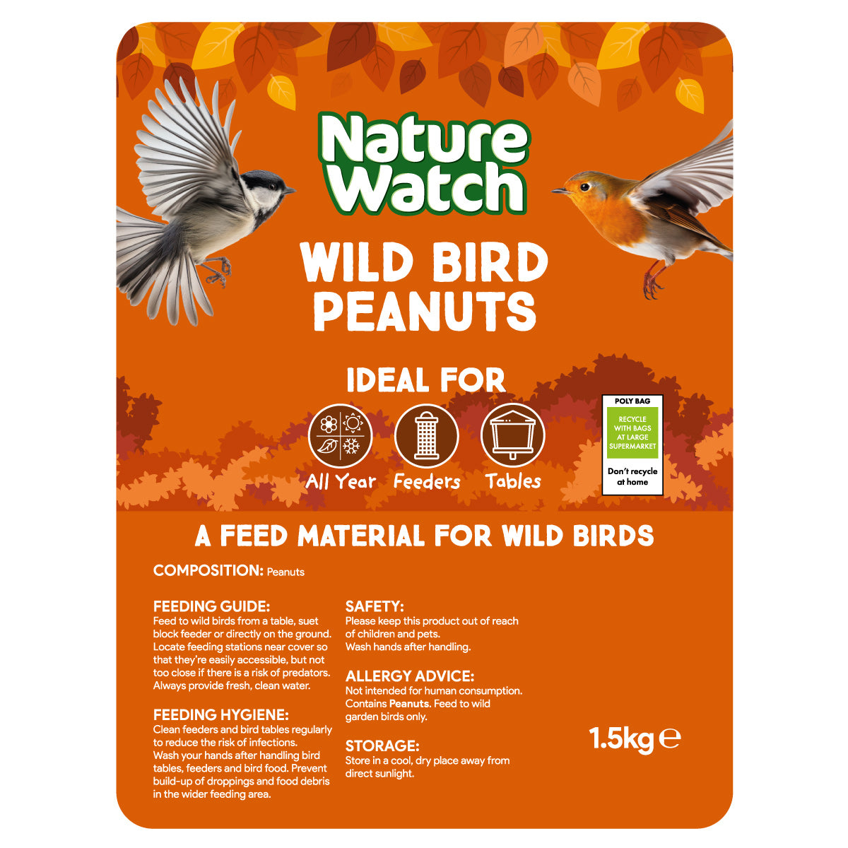 Peanuts Wild Bird Feed By Nature Watch - 1.5kg only 6.99 – Cherry Lane