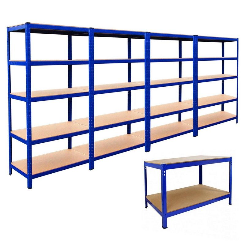 Steel Shelving & 120cm Workbenchs 180cm - Blue Set Of Four T-Rax 90cm ...
