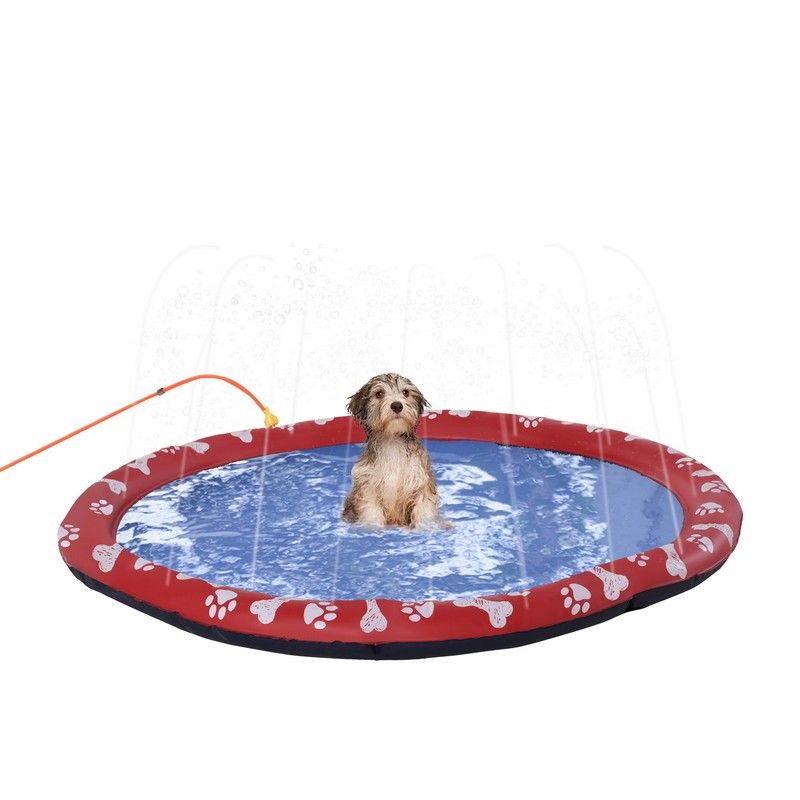 Pawhut 150cm Splash Pad Sprinkler For Pets Dog Bath Pool Water Game Mat ...