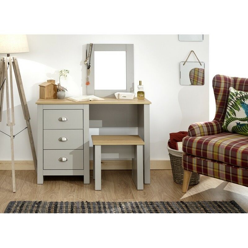 Lancaster Tall Dressing Table Grey 3 Drawers – Cherry Lane