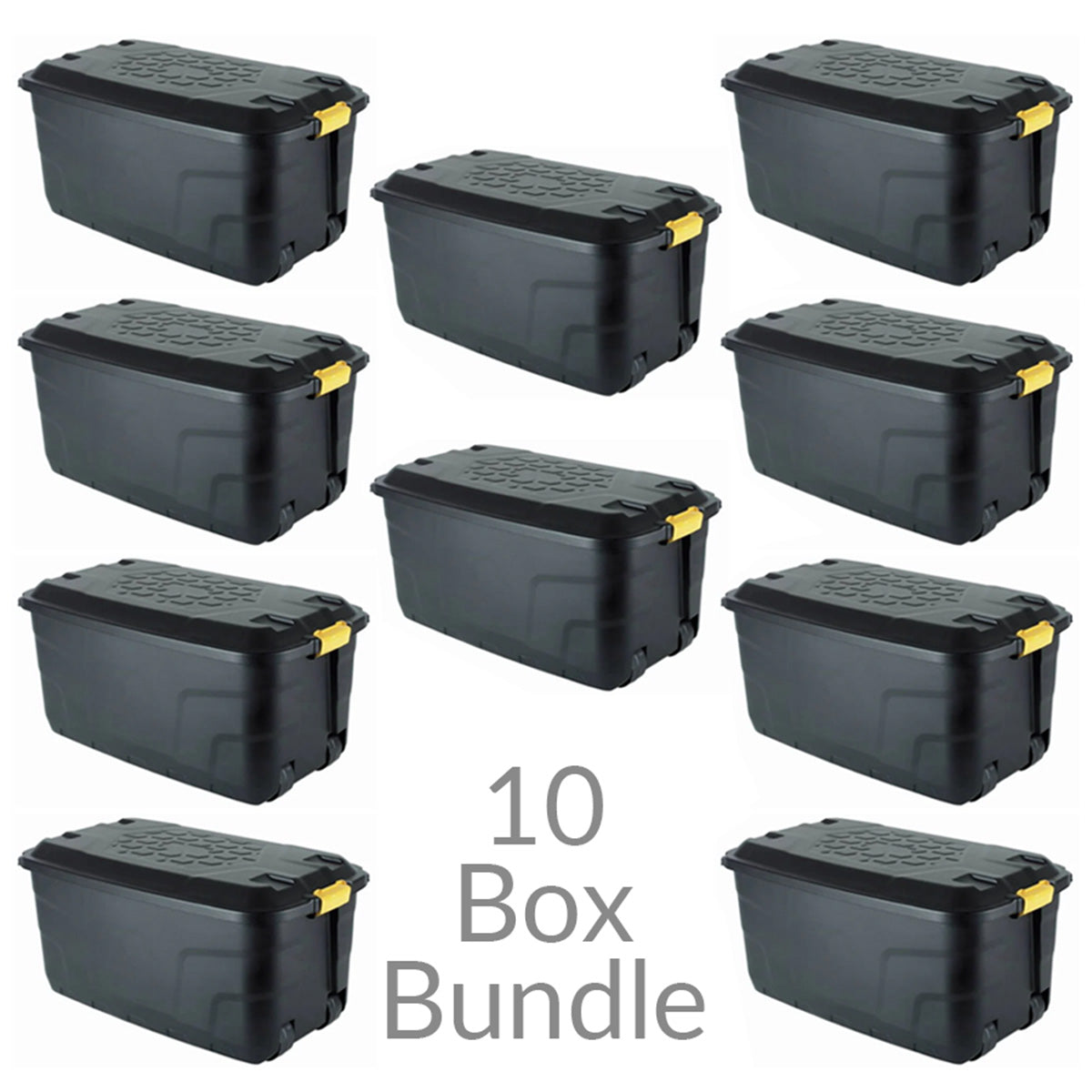 10 x Plastic Storage Box 145 Litres Extra Large - Black Heavy Duty by ...