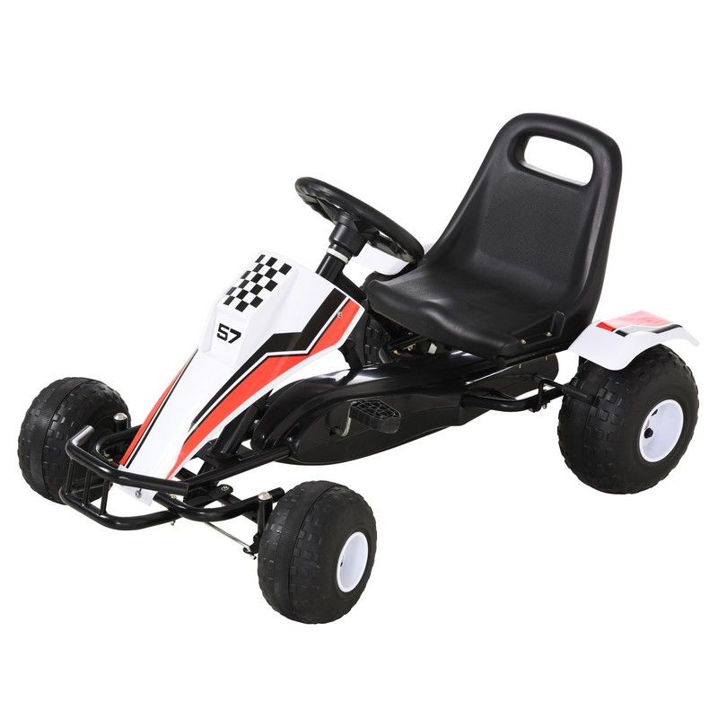 Homcom Kids Adjustable Seat PP Pedal Go-Kart White/Red – Cherry Lane