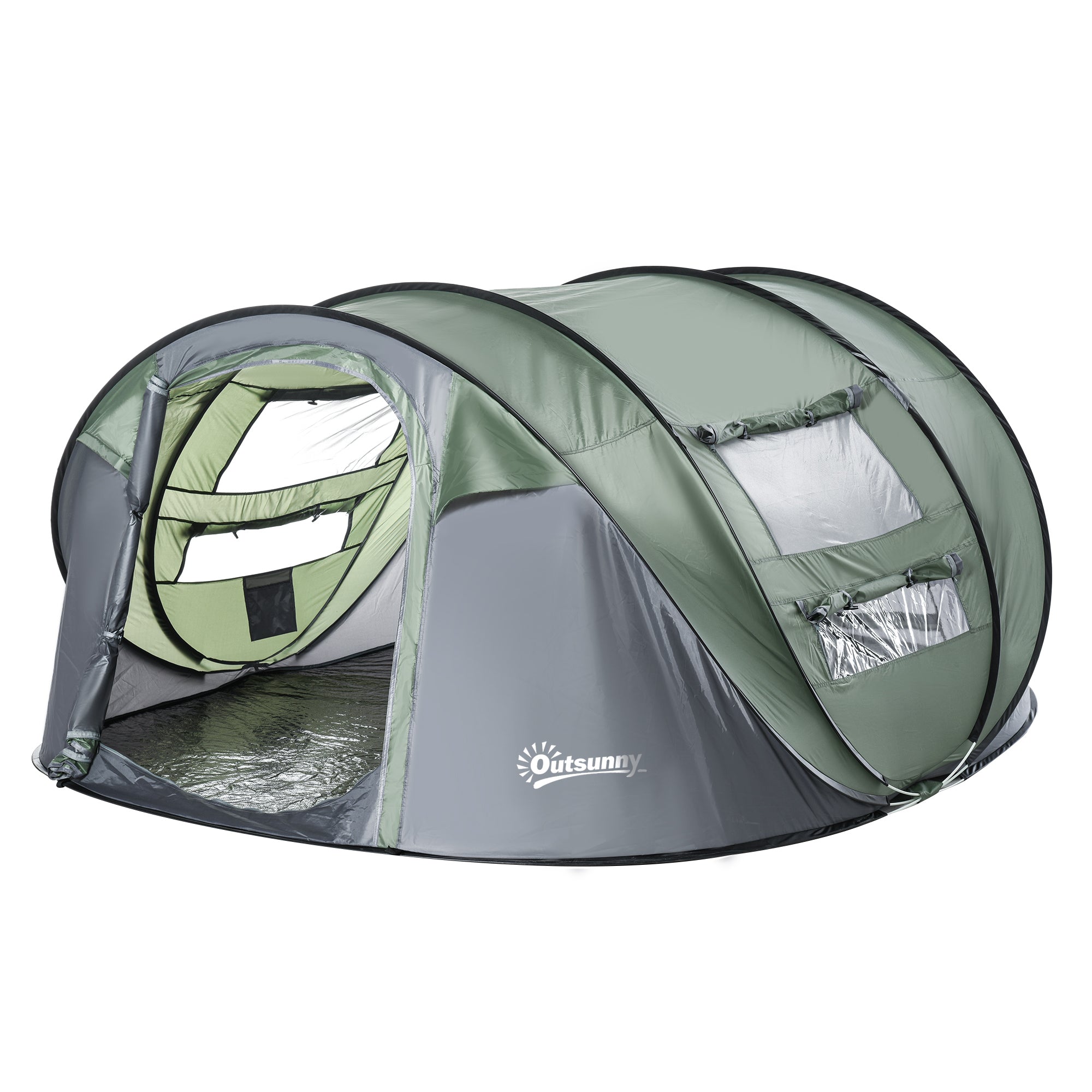4-5 Person Pop-up Camping Tent Waterproof Family Tent w/ 2 Mesh Window ...