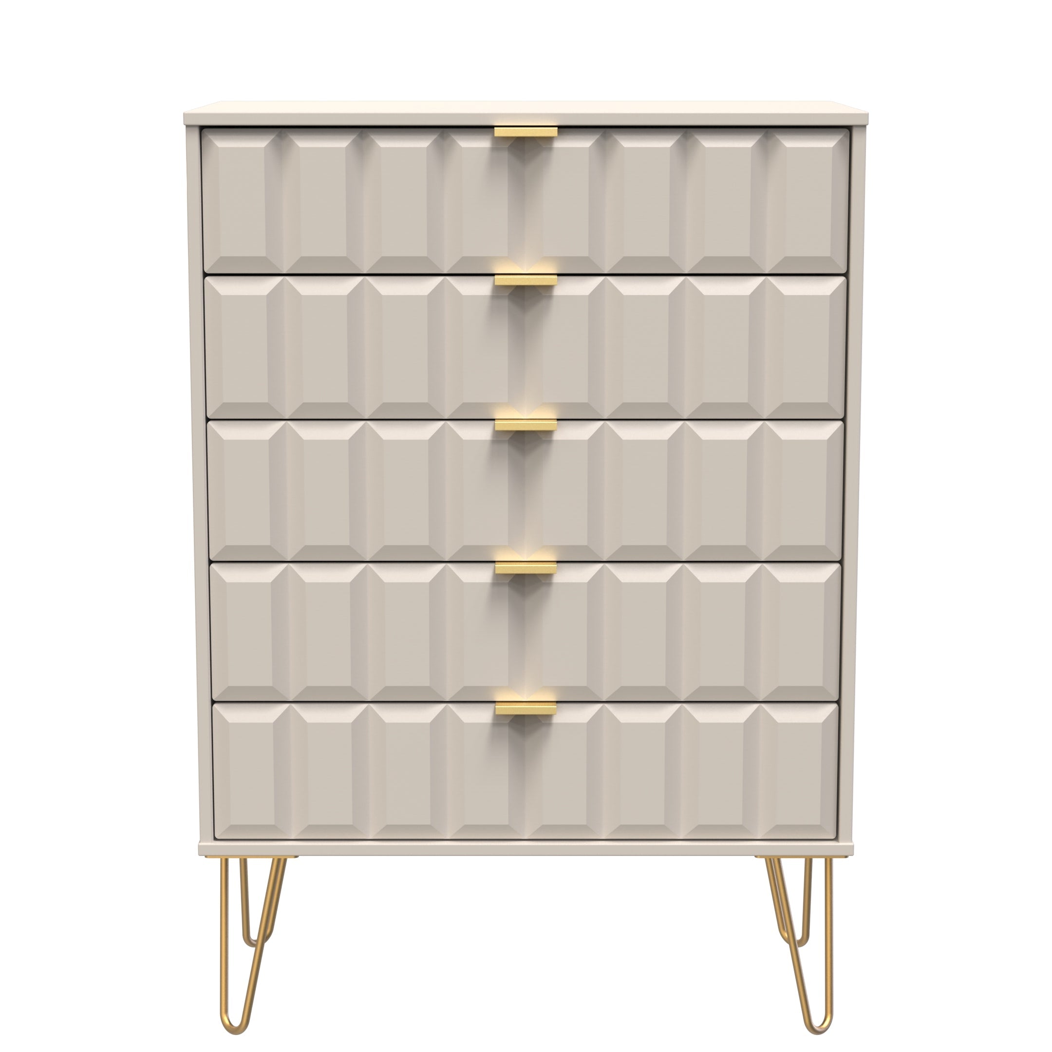 Cube Tall Chest of Drawers Off-White 5 Drawers 109cm only 374.0 ...