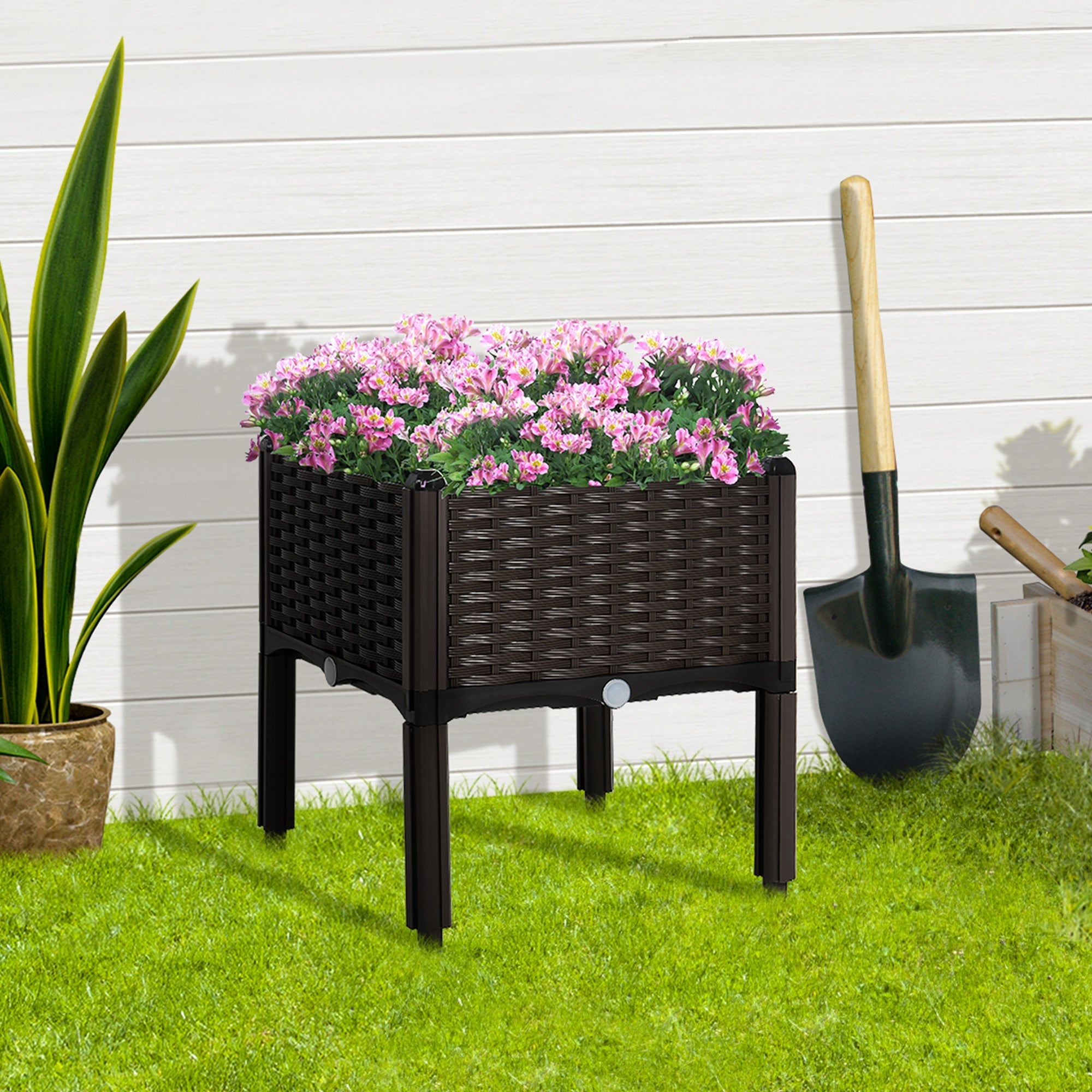 Set of 1 26L Garden Raised Bed Elevated Patio Flower Plant Planter Box ...