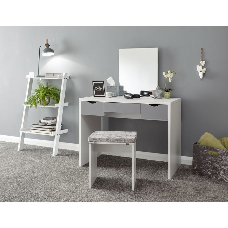 Elizabeth Tall Dressing Table White & Grey 3 Drawers – Cherry Lane