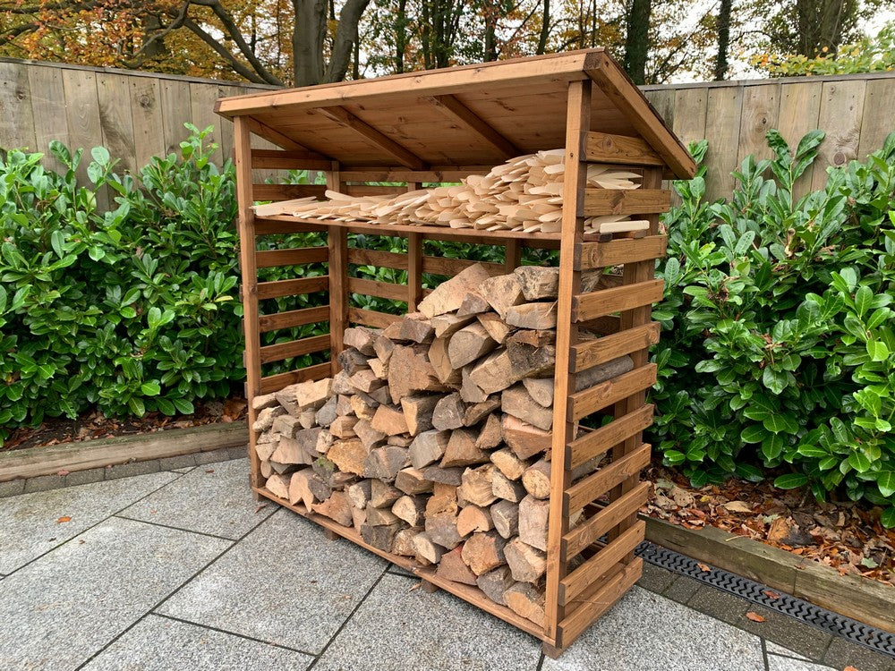 Scandinavian Redwood Garden Log Store by Charles Taylor – Cherry Lane