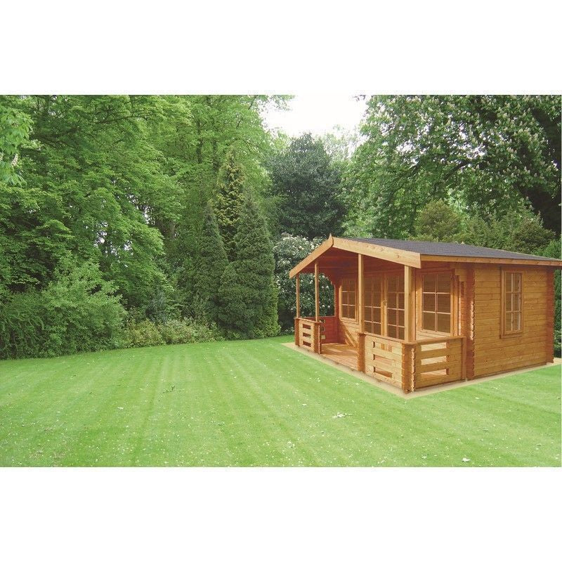 Shire Lydford 13' 8" x 14' 8" Apex Log Cabin - Premium 34mm Cladding T ...