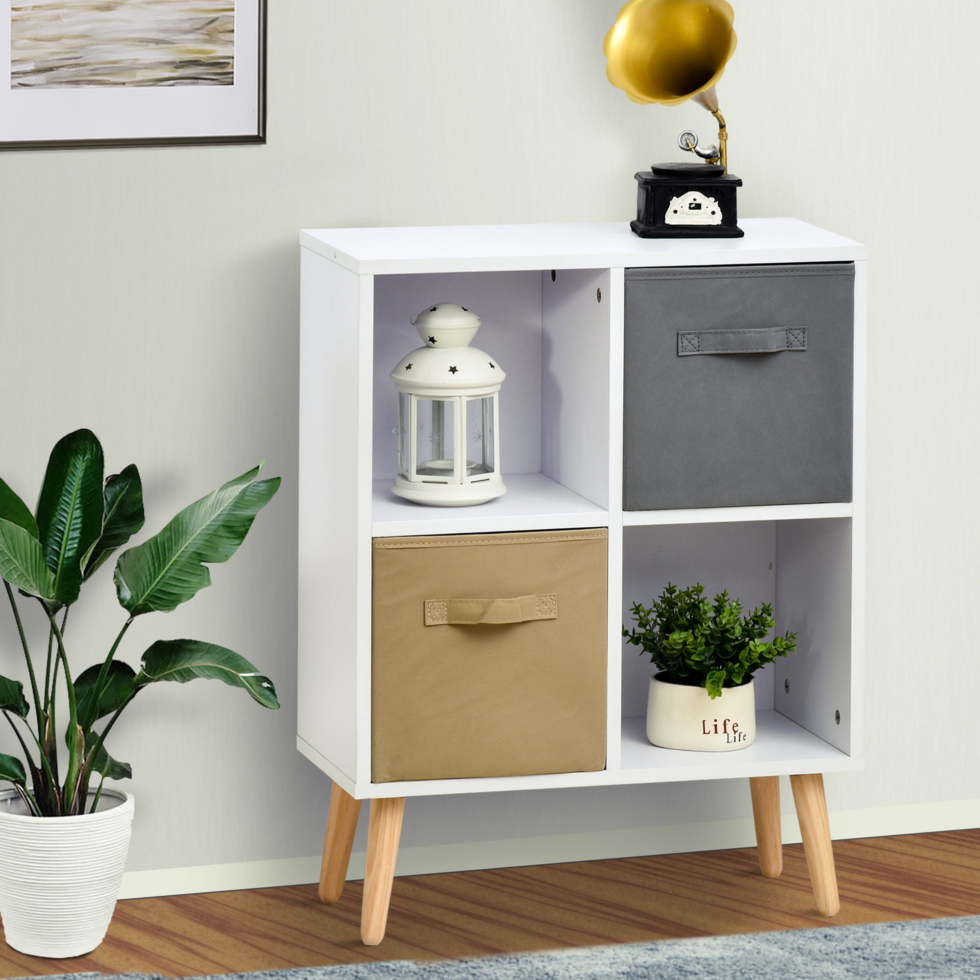 Particle Board Elevated 4-Cube Storage Unit White – Cherry Lane