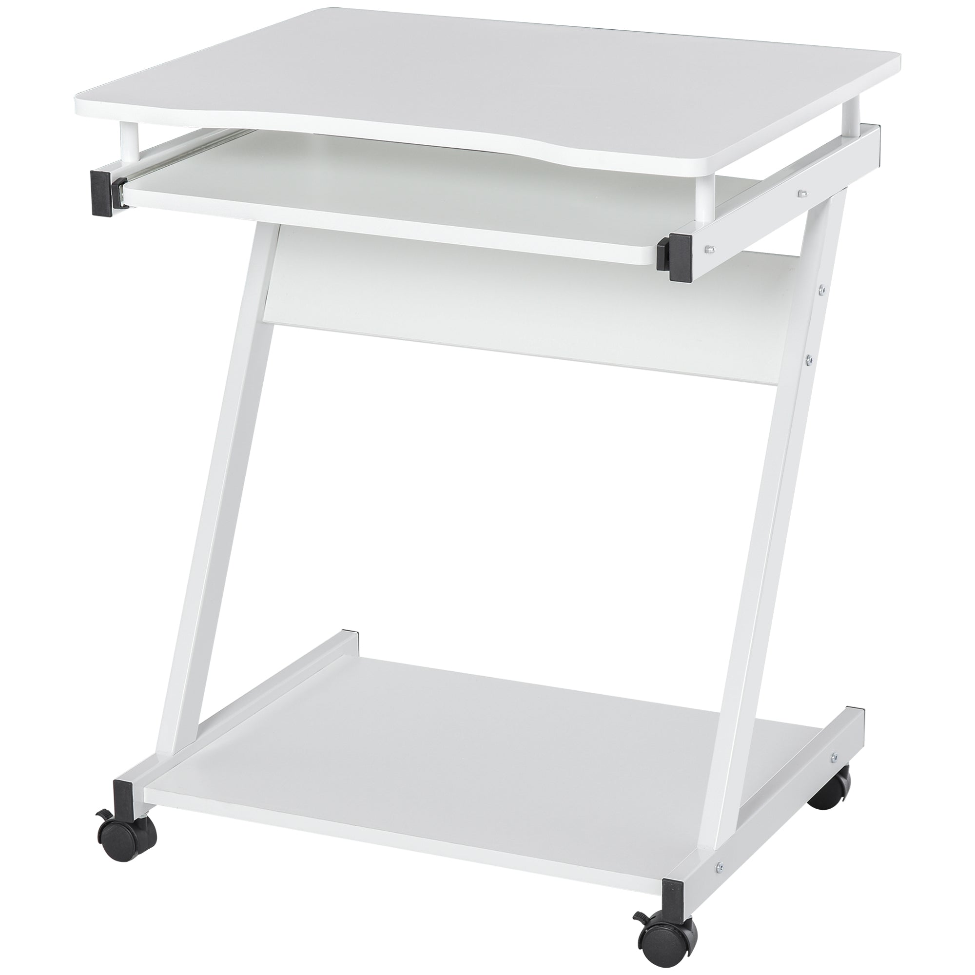 Movable Computer Desk with 4 Moving Wheels Sliding Keyboard Tray Home ...
