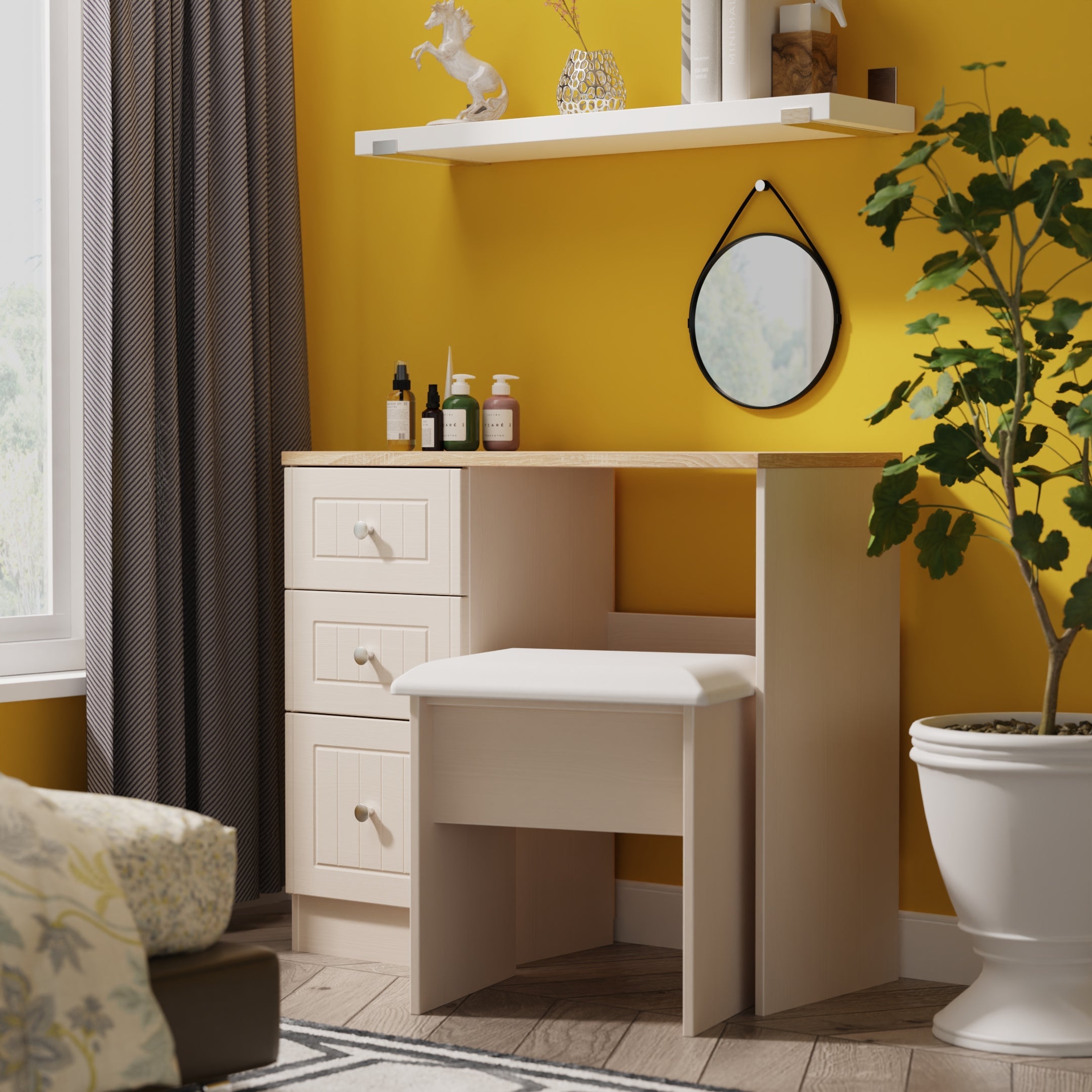 Vienna Desk Off-white & Light Oak 3 Drawers 90cm only 289.0 – Cherry Lane