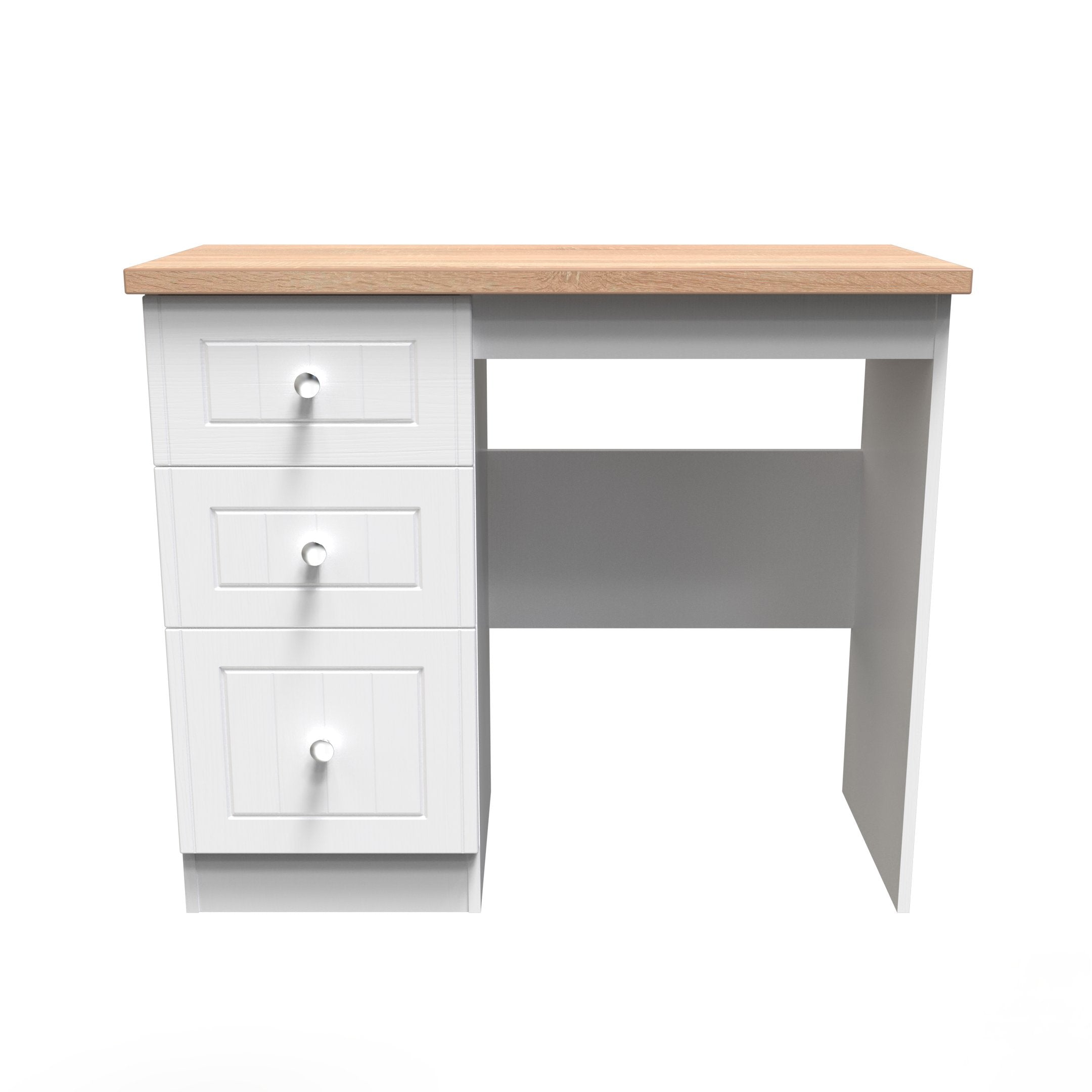 Vienna Desk White & Light Oak 3 Drawers 90cm only 289.0 – Cherry Lane