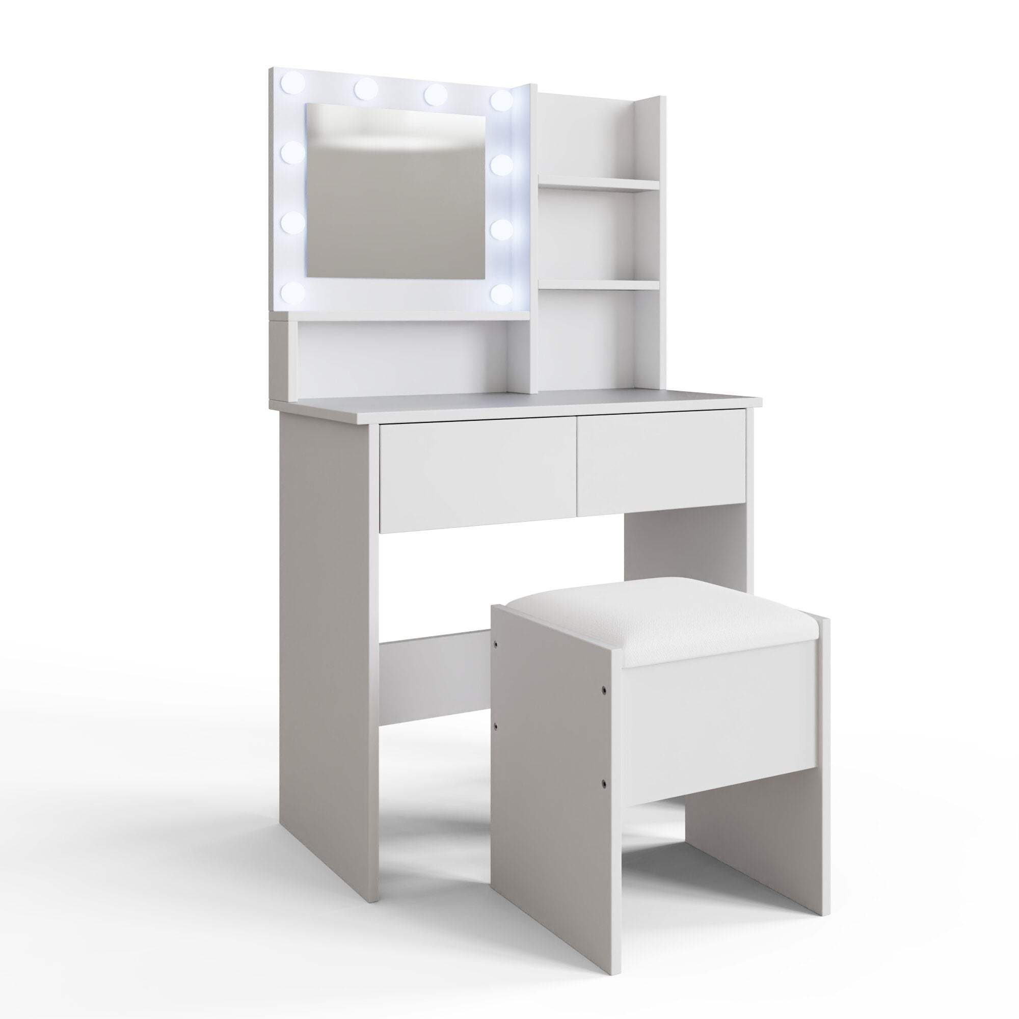 Eva Tall Dressing Table Set White 2 Shelves 2 Drawers only 132.99 ...