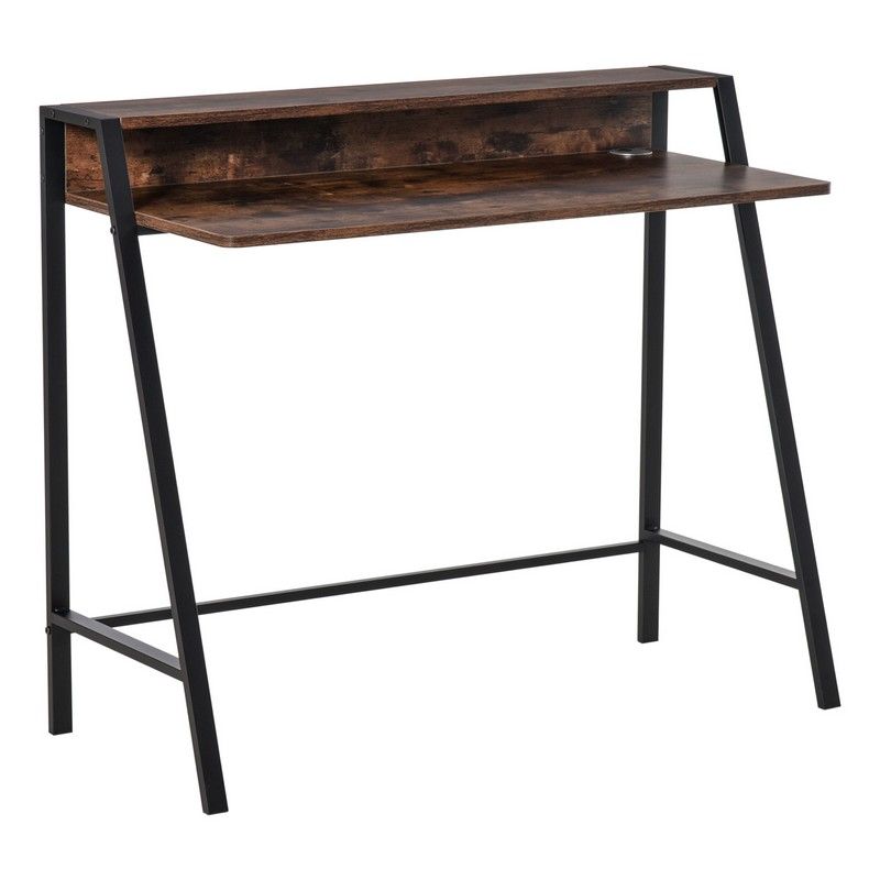 Homcom Industrial-Style Writing Desk With Top Shelf - Brown – Cherry Lane