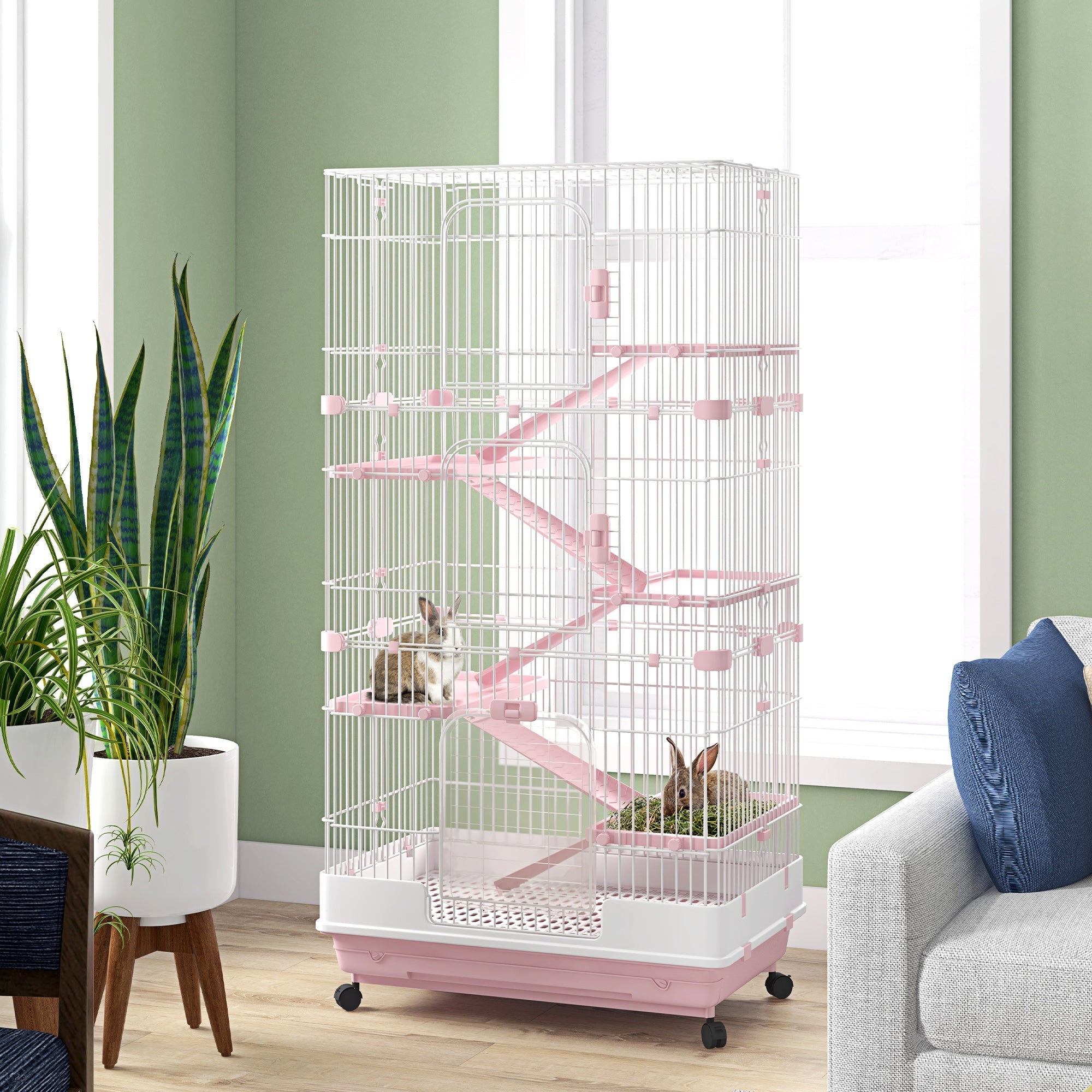 6 Tier Small Animal Cage White & Pink by Pawhut only 99.99 – Cherry Lane